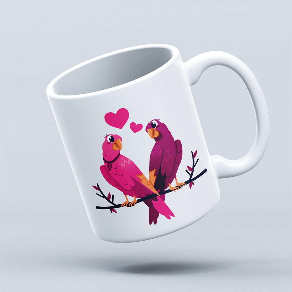 Valentine's Day Love Birds Parrots Vector Graphic Design